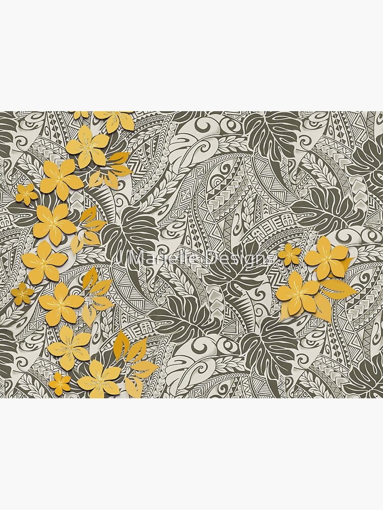 "Hawaiian Monstera Tapa and Hibiscus Fusion" Sticker for Sale by ...