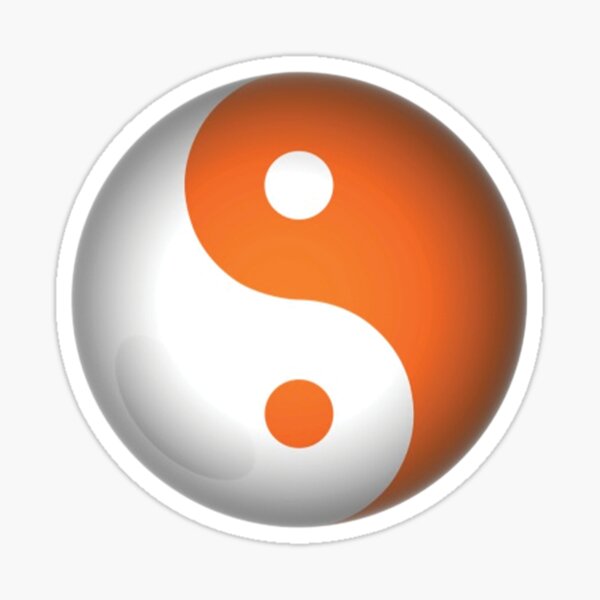 "Creation Dances with Divine / Orange and White Yin Yang" Sticker for ...