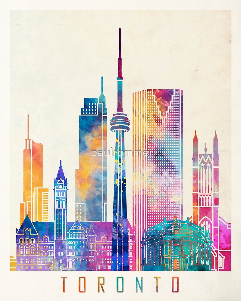 "Toronto landmarks watercolor poster" by paulrommer | Redbubble