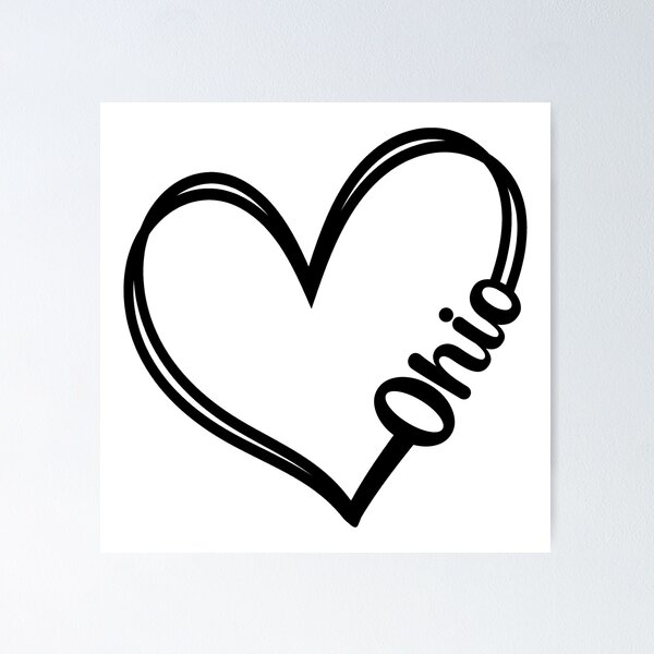 "Heart Ohio Line Art" Poster for Sale by mrtraz | Redbubble