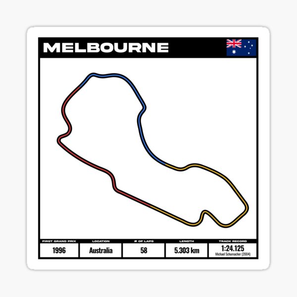 "Formula One Melbourne Track" Sticker for Sale by digidashdigi | Redbubble