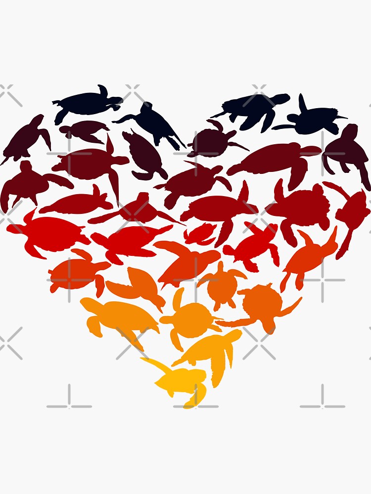 "Heart of Sea Turtles Turtle Lover Colorful Sea Life" Sticker for Sale ...