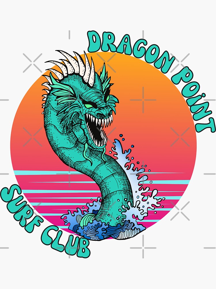 "Dragon Point Surf Club" Sticker for Sale by ArtfulDragon | Redbubble