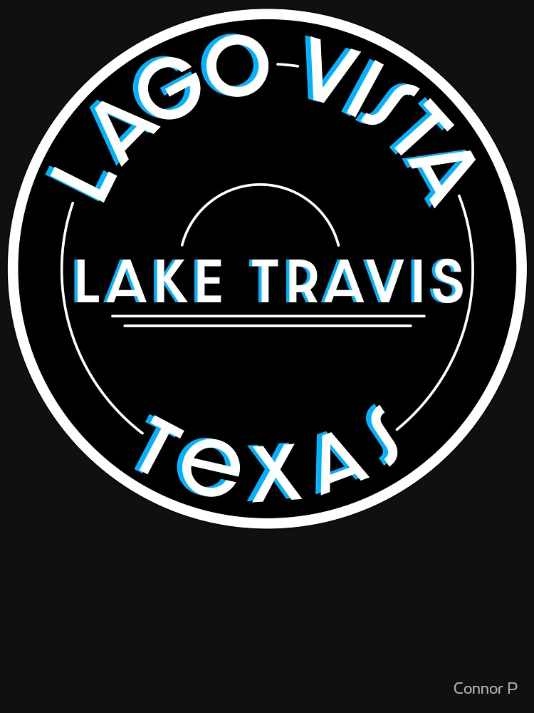 "White Black BG Blue Lago Vista Lake Travis Texas Circle Emblem Logo" T ...