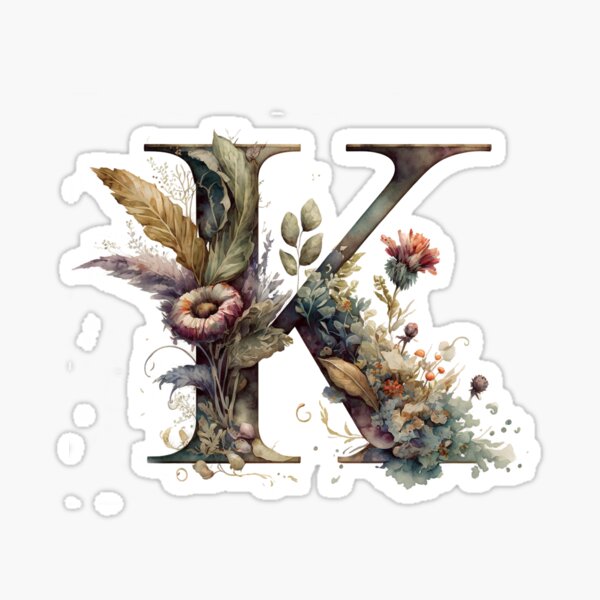 "Floral Garden Watercolor Monogram Letter K" Sticker for Sale by ...