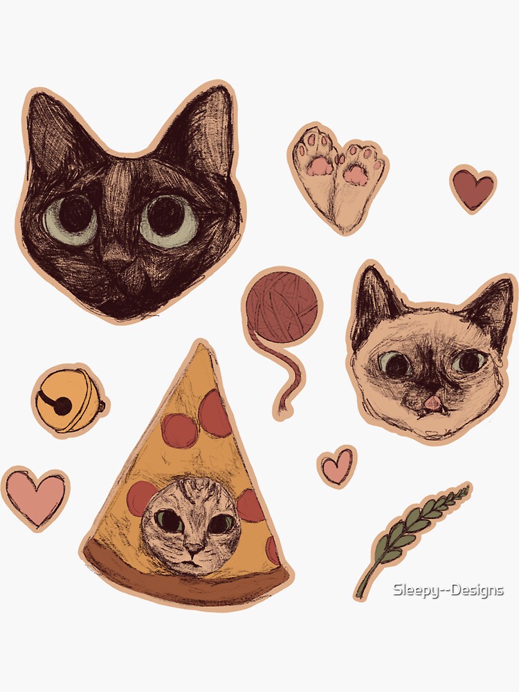 "Cat collage 10 stickers in one" Sticker for Sale by Sleepy--Designs ...