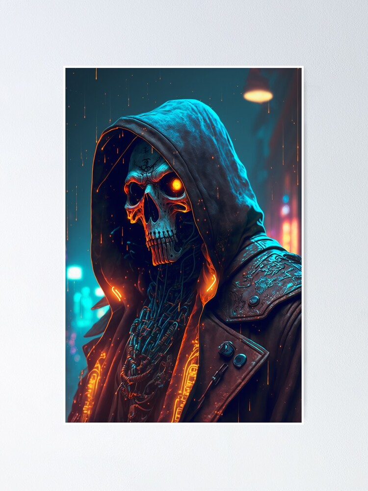 "Cyberpunk Grim Reaper" Poster for Sale by TortillaChief | Redbubble