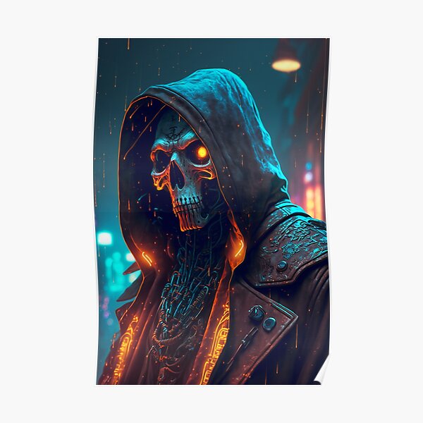 "Cyberpunk Grim Reaper" Poster for Sale by TortillaChief | Redbubble