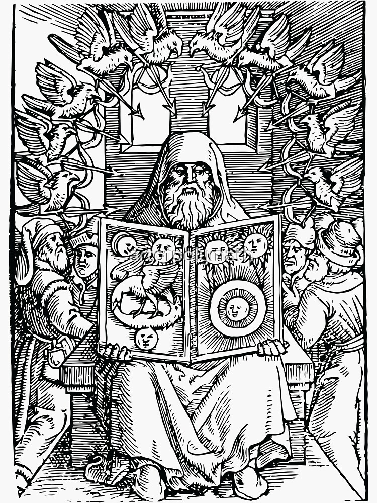 "Vintage Hermes Trismegistus Alchemy Woodcut Illustration Black ...