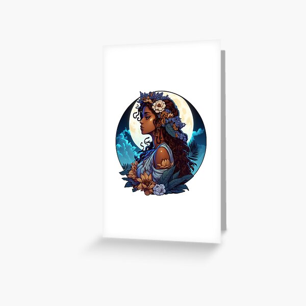 "Hina Hawaiian Goddess of the Moon Illustration Mythology" Greeting ...