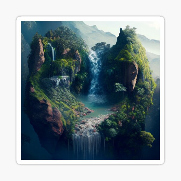 "Floating Tropical Waterfall" Sticker for Sale by Wet-Tips | Redbubble
