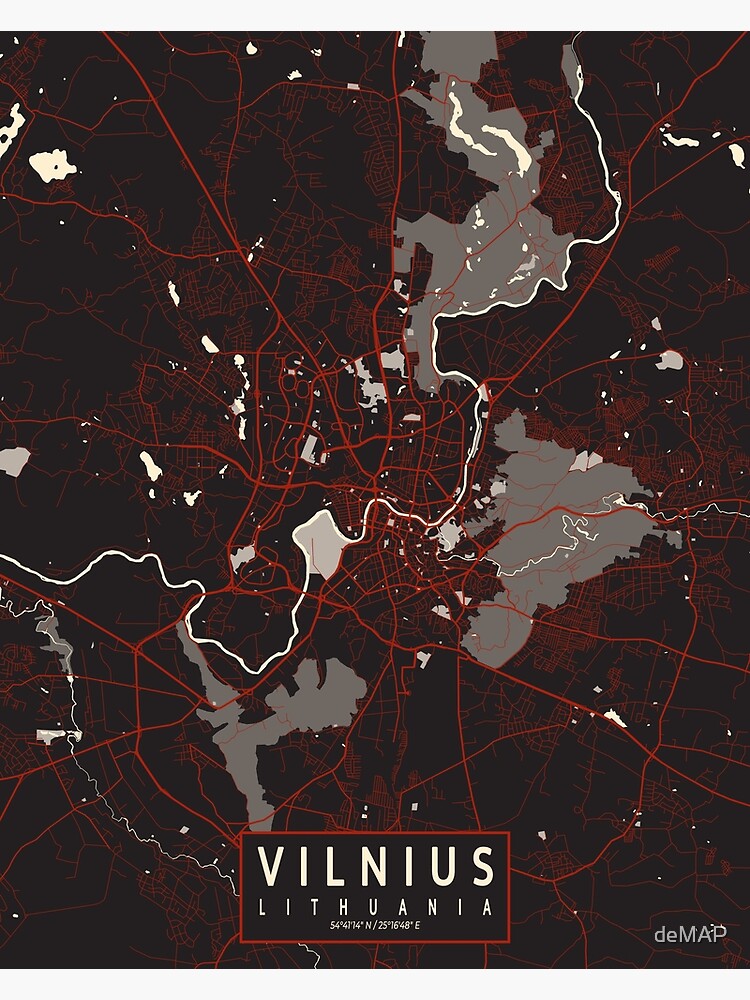 "Vilnius City Map of Lithuania - Vector" Poster for Sale by deMAP ...