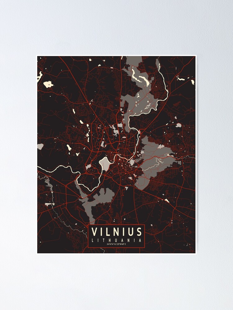 "Vilnius City Map of Lithuania - Vector" Poster for Sale by deMAP ...
