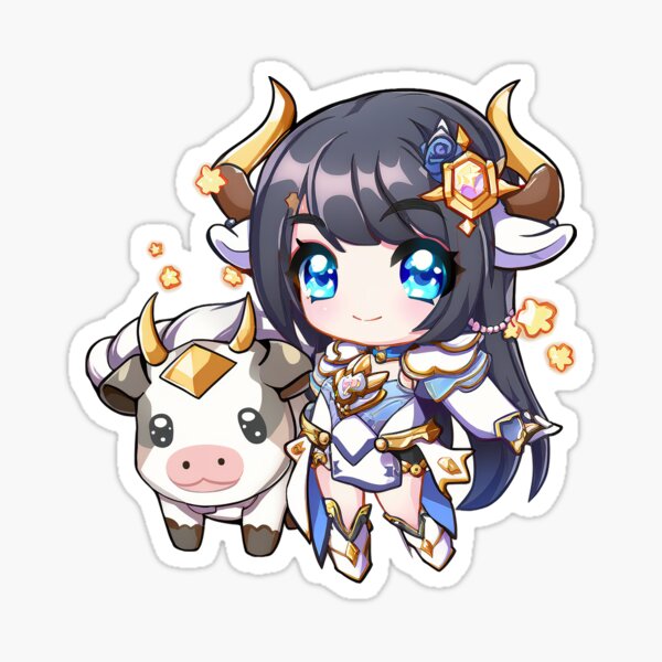 "Taurus the Bull Chibi Zodiac Anime Girl" Sticker for Sale by ...