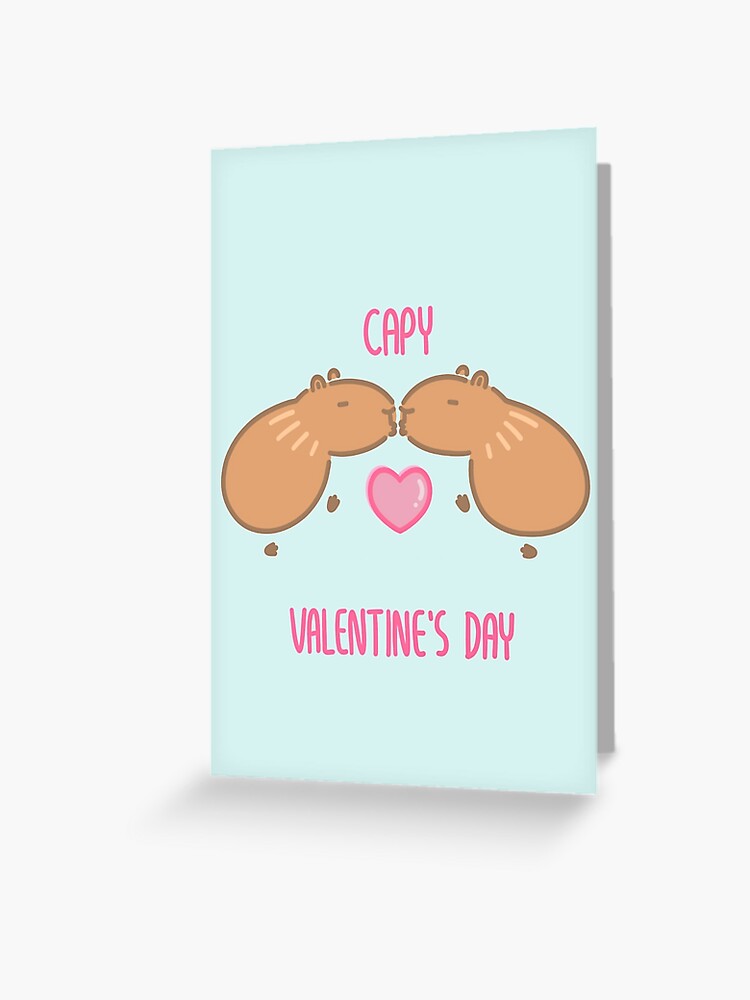 "Capybara Couple in Love Kissing on Valentine's Day" Greeting Card for ...