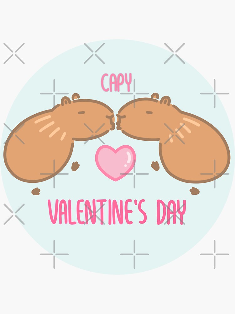 "Capybara Couple in Love Kissing on Valentine's Day" Sticker for Sale ...