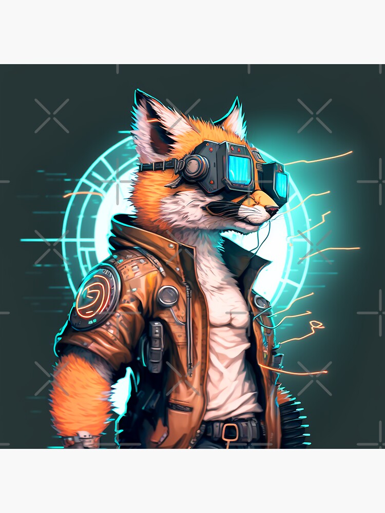 "Cyberpunk technology fox" Sticker for Sale by ARTificialTees | Redbubble