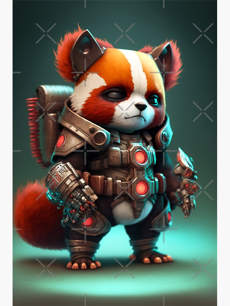"Cyberpunk technology red panda" Sticker for Sale by ARTificialTees ...