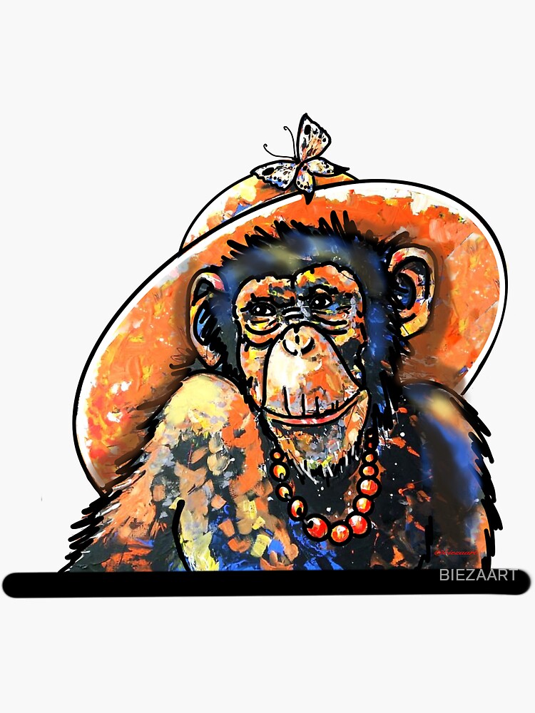 "Monkey Lady in love " Sticker for Sale by BIEZAART | Redbubble