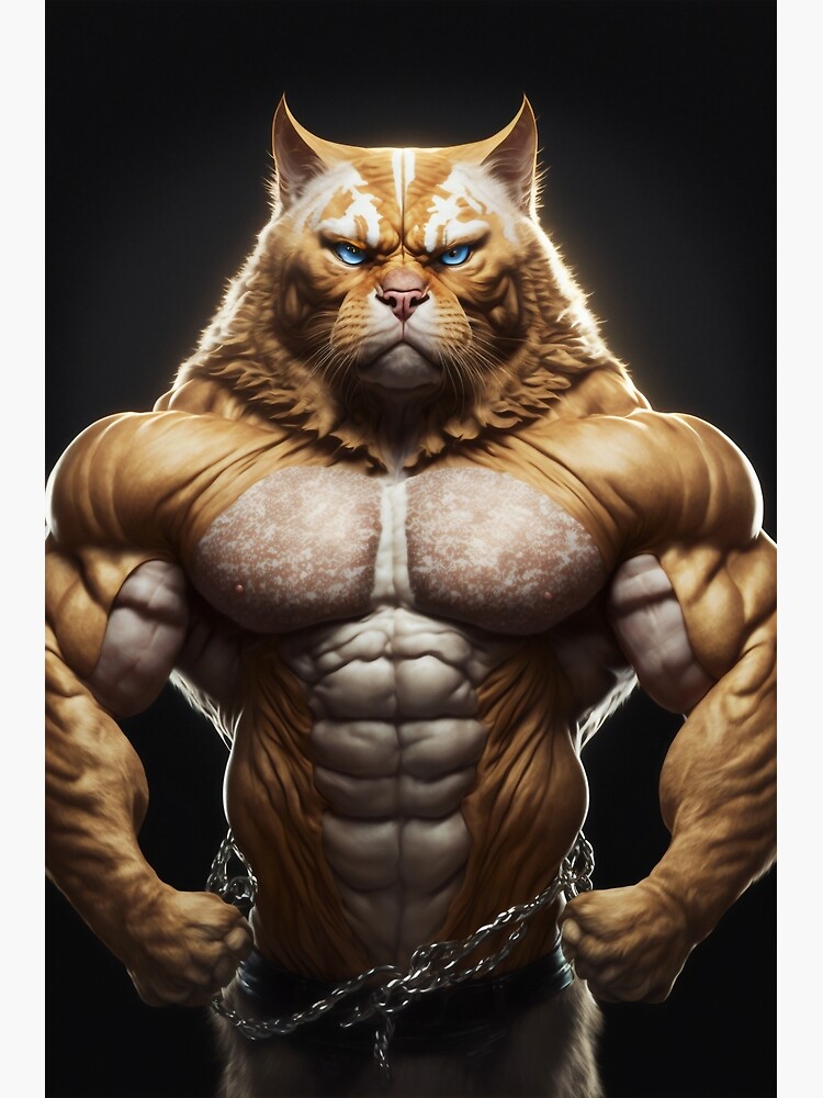 "Cat bodybuilder " Poster for Sale by Miawpedia Fuzzu | Redbubble