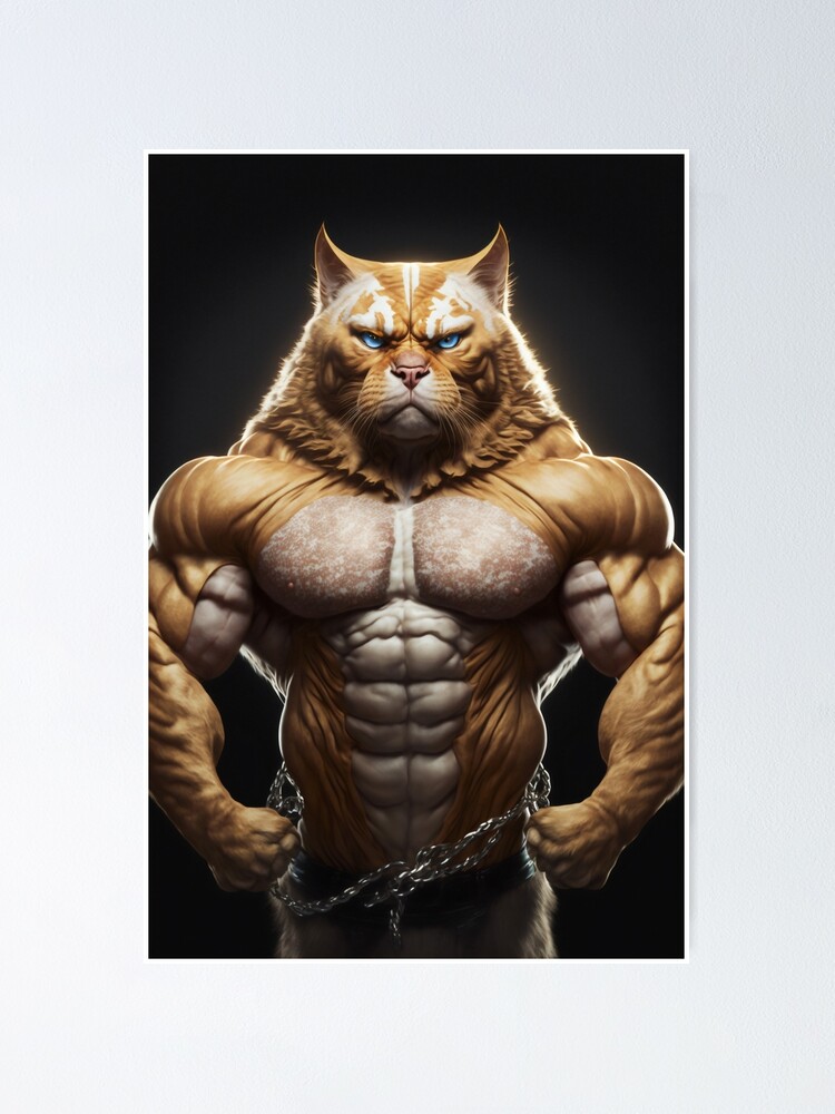 "Cat bodybuilder " Poster for Sale by Miawpedia Fuzzu | Redbubble
