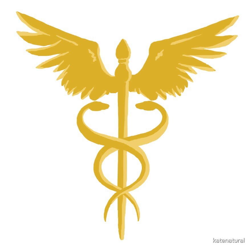 "Hermes Staff Logo - Greek Gods Percy Jackson Inspired" by katenatural ...