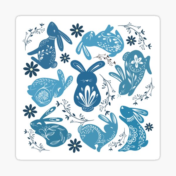 "Year of the Rabbit 2023 - Blue Rabbits" Sticker for Sale by bloodberi ...
