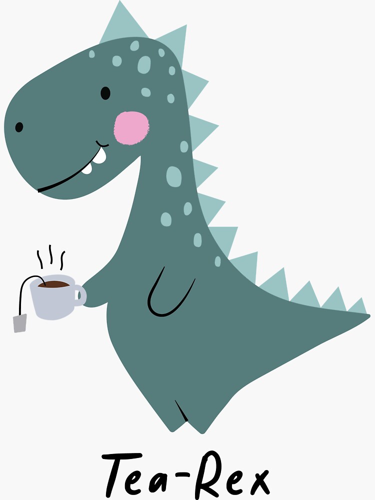 "Tea-Rex | Cute Tosca T-Rex Illustration" Sticker for Sale by ...