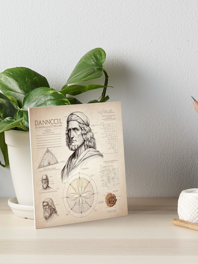 "Leonardo DaVinci Portrait in Fibonacci Style Spiral Infographic Hand ...