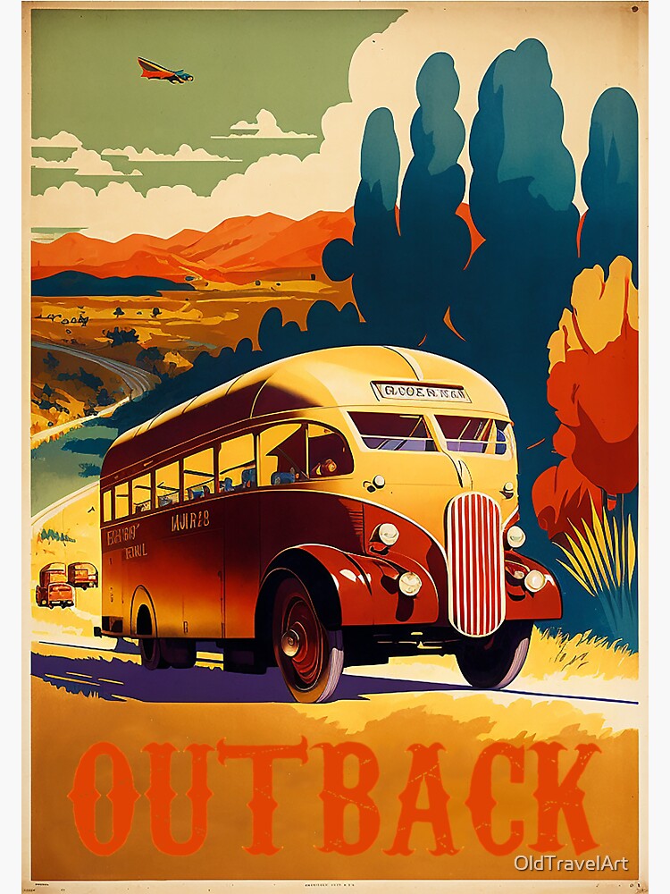 "Outback Australia Roadtrip Vintage Travel Art Poster" Sticker for Sale ...