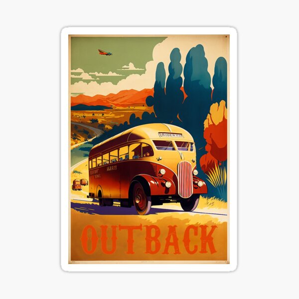 "Outback Australia Roadtrip Vintage Travel Art Poster" Sticker for Sale ...