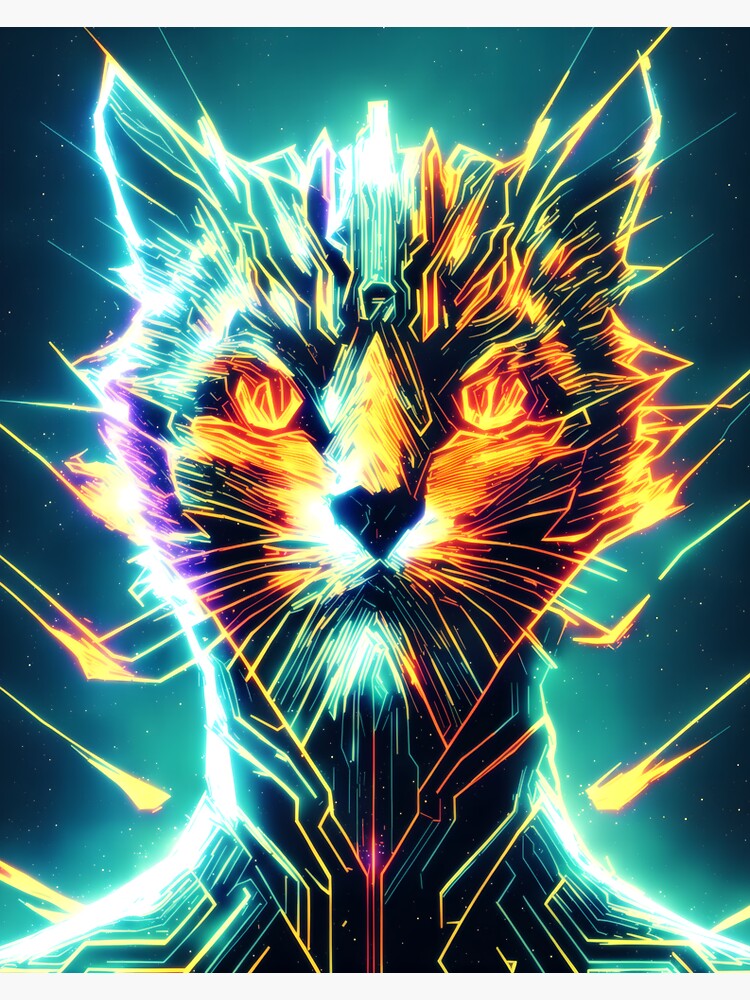 "Abstract electrified cyborg cat" Sticker for Sale by DeadlyPretzel ...