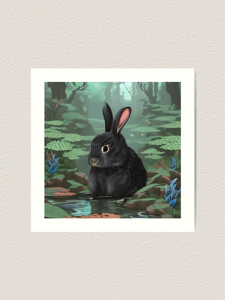 "The black water rabbit is the symbol of 2023 sitting in the forest ...