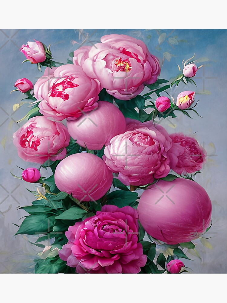 "Pink Peonies with a Blue Sky background" Sticker for Sale by ...