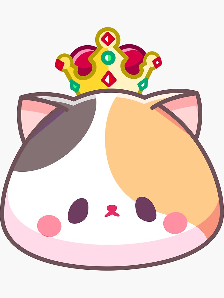 Cute Calico Cat King Head Sticker For Sale By Bunnibibo Redbubble