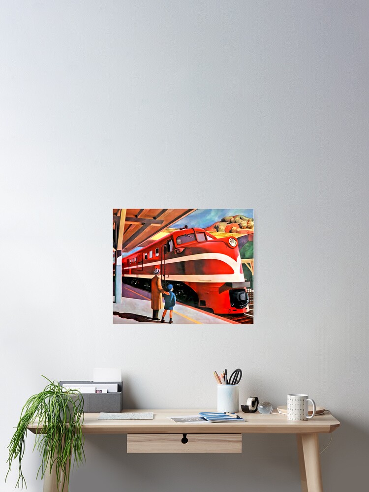 "American Locomotive Railroad Train Illustration by Edward Hopper (1944 ...