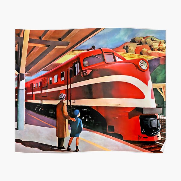 "American Locomotive Railroad Train Illustration by Edward Hopper (1944 ...