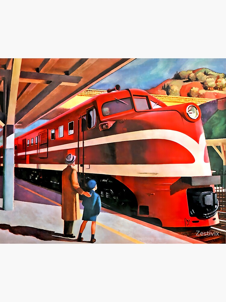 "American Locomotive Railroad Train Illustration by Edward Hopper (1944 ...