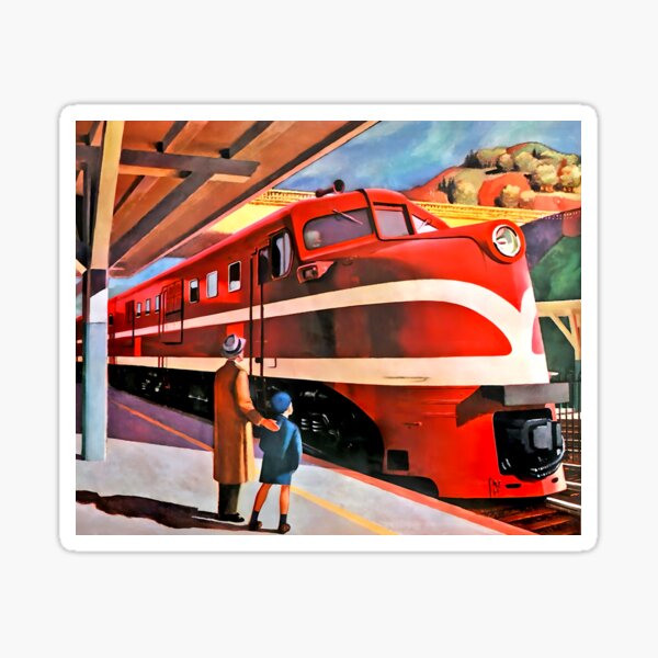 "American Locomotive Railroad Train Illustration by Edward Hopper (1944 ...