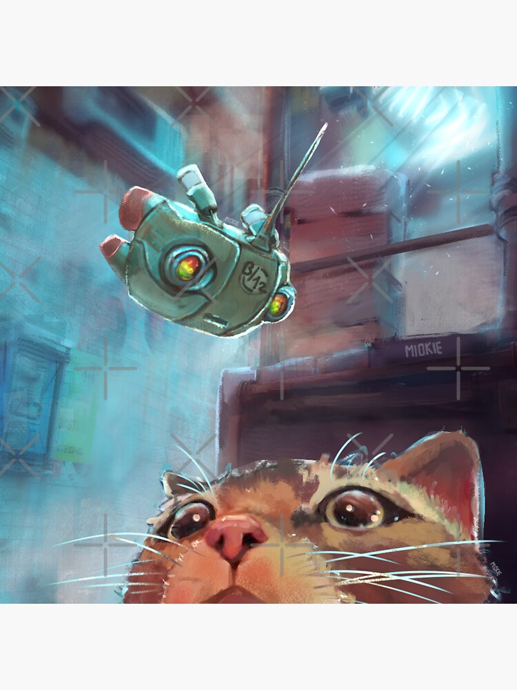 "Stray - The Cat and B12" Sticker for Sale by Miokieee | Redbubble