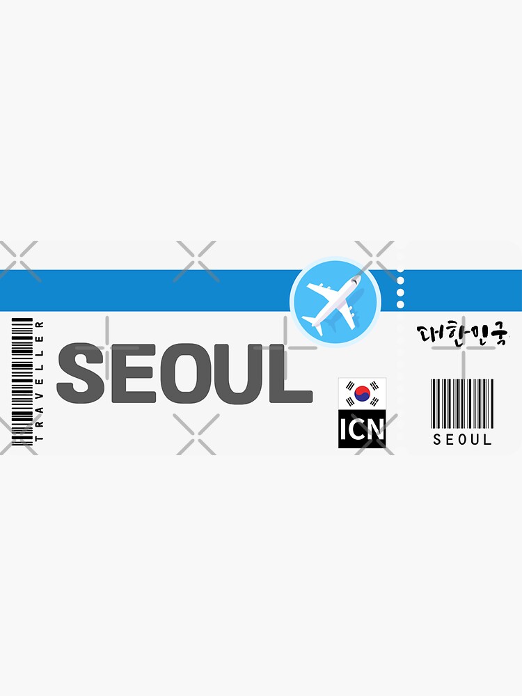 "Boarding pass to Seoul (South korea)" Sticker for Sale by Kimchi-style ...