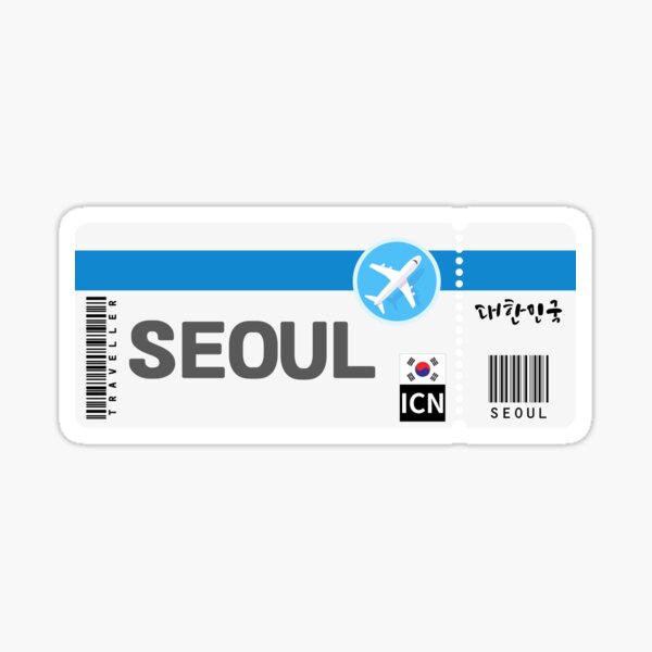 "Boarding pass to Seoul (South korea)" Sticker for Sale by Kimchi-style ...