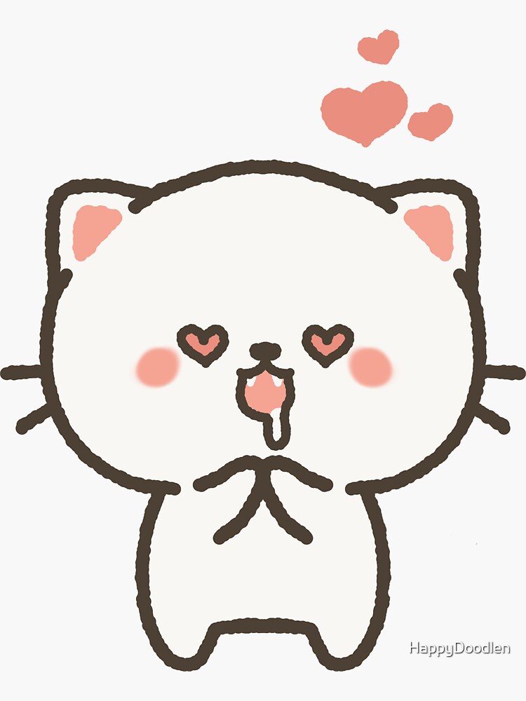 "Drooling In Love - Cute Little Cat" Sticker for Sale by HappyDoodlen ...