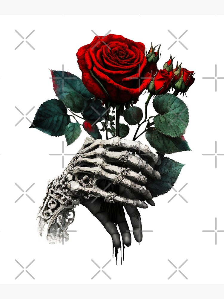 "Skeleton hand Holding Red Rose" Poster for Sale by Zaak4 | Redbubble