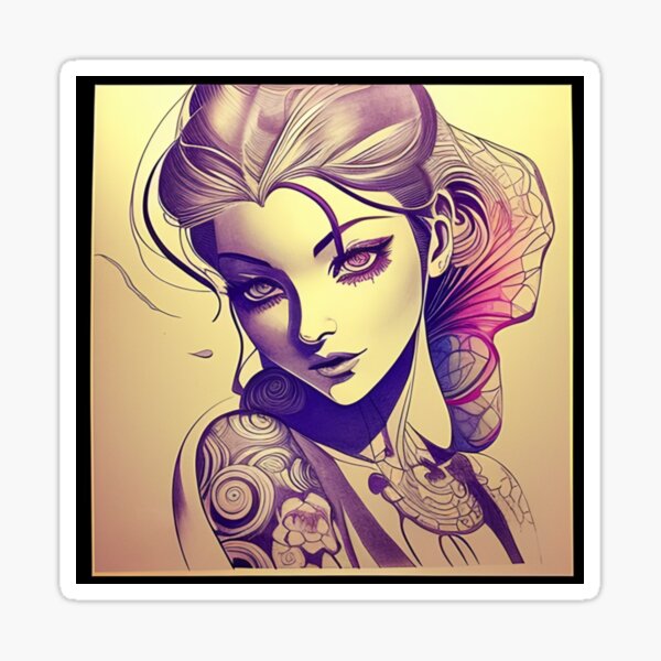 "Purple Ink Irezumi Woman ( Anime / Ukiyo-e / Traditional Japanese Art ...