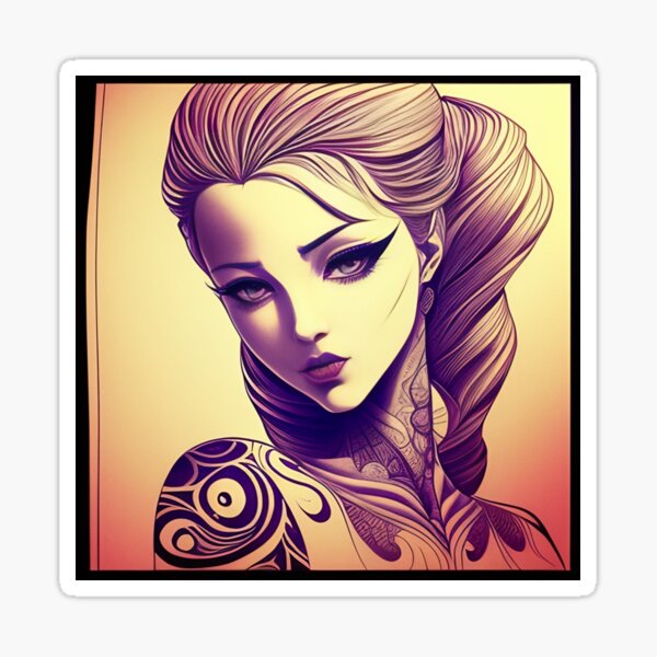 "Purple Ink Irezumi Woman ( Anime / Ukiyo-e / Traditional Japanese Art ...