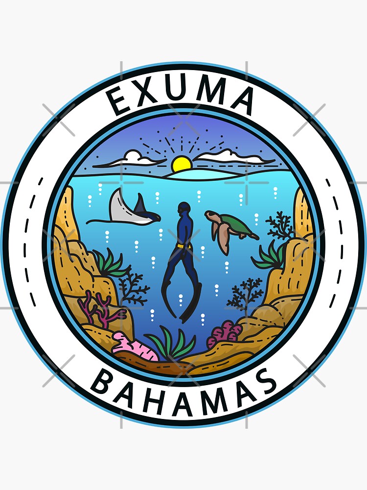 "Exuma Bahamas Scuba Badge" Sticker for Sale by KrisSidDesigns | Redbubble