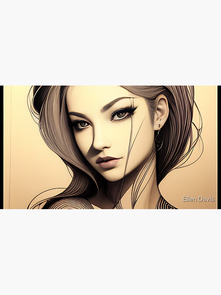 Pencil Drawing Of Woman Anime Ukiyo E Traditional Japanese Art