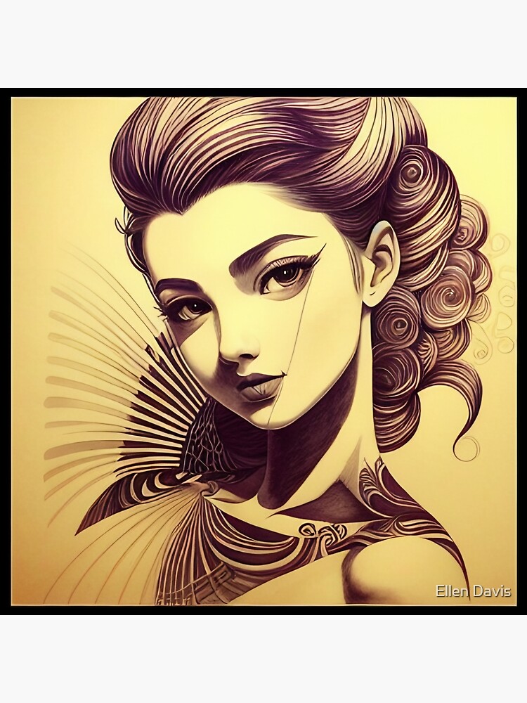 Pencil Drawing Of Woman Anime Ukiyo E Traditional Japanese Art