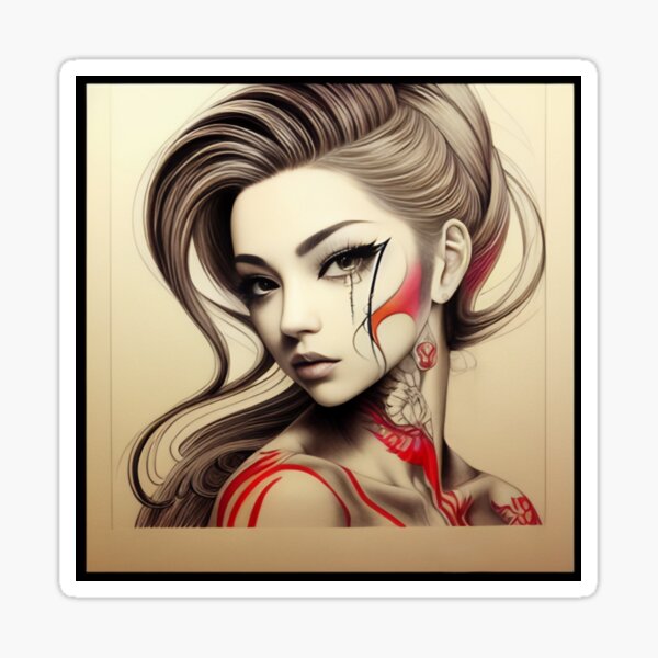 "Splash of Red Irezumi Woman ( Anime / Ukiyo-e / Traditional Japanese ...